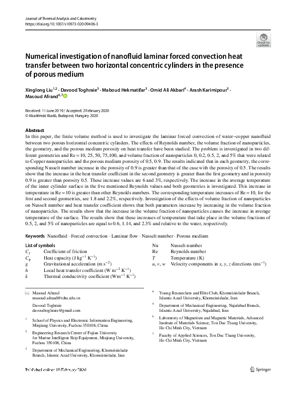 (PDF) Numerical Investigation of Nanofluid Laminar Convective Heat Transfer through a Circular Tube