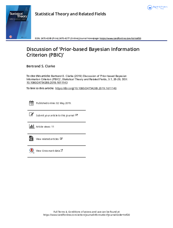 (PDF) A discussion of ‘prior-based Bayesian information criterion’