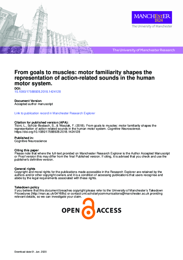 (PDF) From goals to muscles: motor familiarity shapes the ...