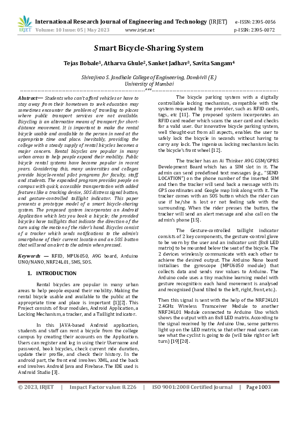 (PDF) Smart Bicycle-Sharing System