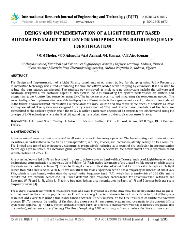 (PDF) Li-Fi Based Smart Trolley for Automated Shopping
