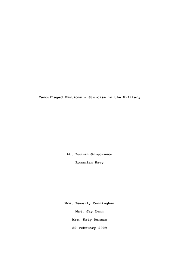 (PDF) Camouflaged Emotions -- Stoicism in the Military