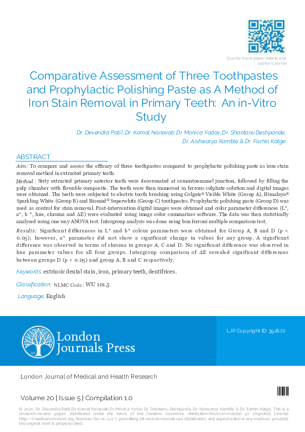 (PDF) Comparative Assessment of Three Toothpastes and Prophylactic ...