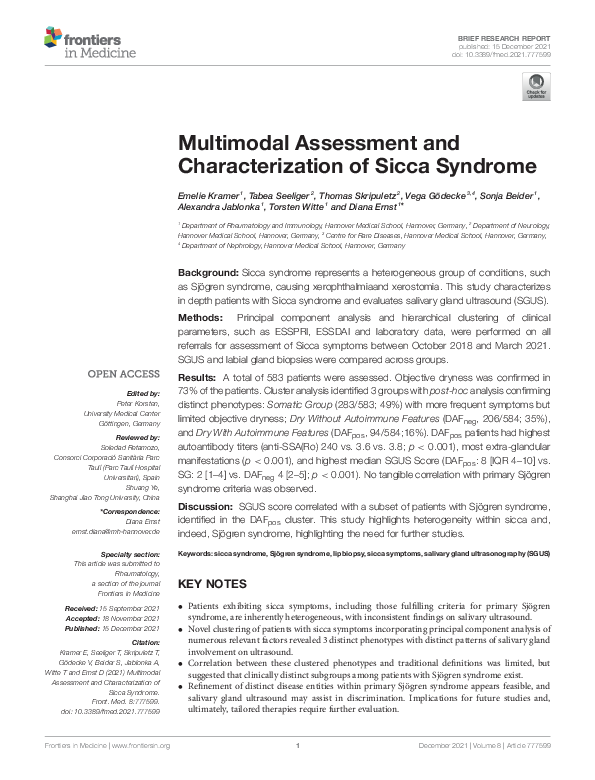 (PDF) Multimodal Assessment and Characterization of Sicca Syndrome
