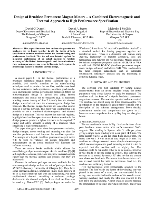 (PDF) Design of Brushless Permanent Magnet Motors - A Combined ...