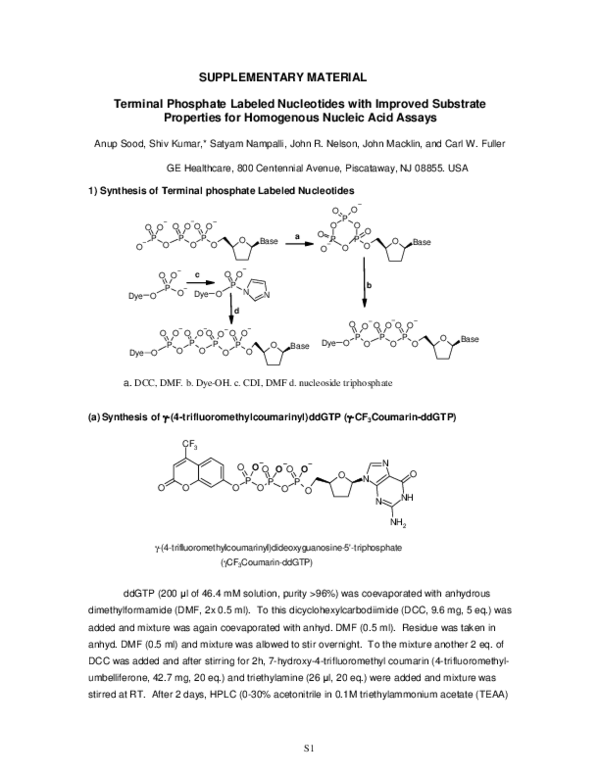 (PDF) Terminal Phosphate-Labeled Nucleotides with Improved Substrate ...