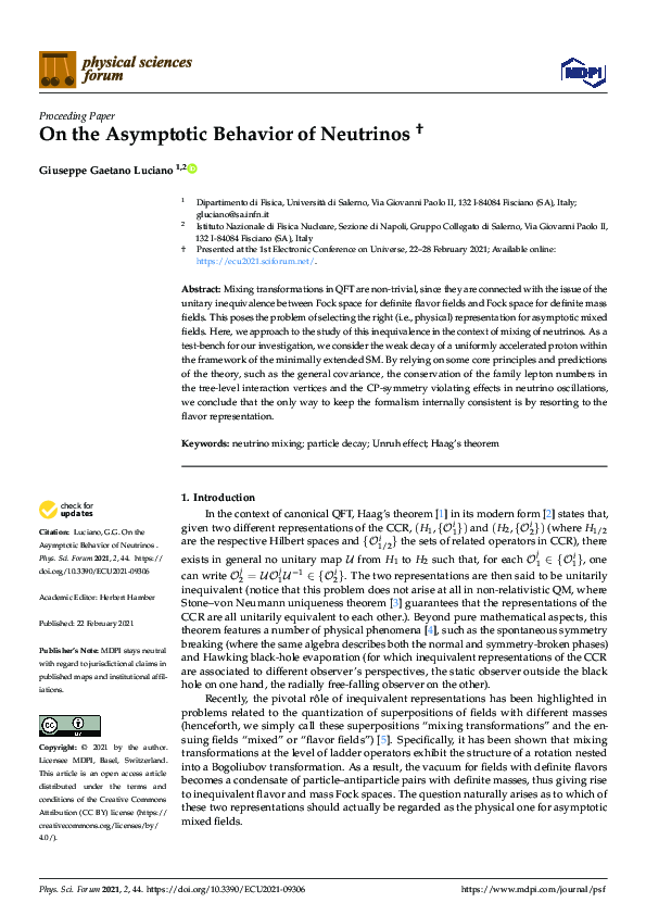 (PDF) On the Asymptotic Behavior of Neutrinos