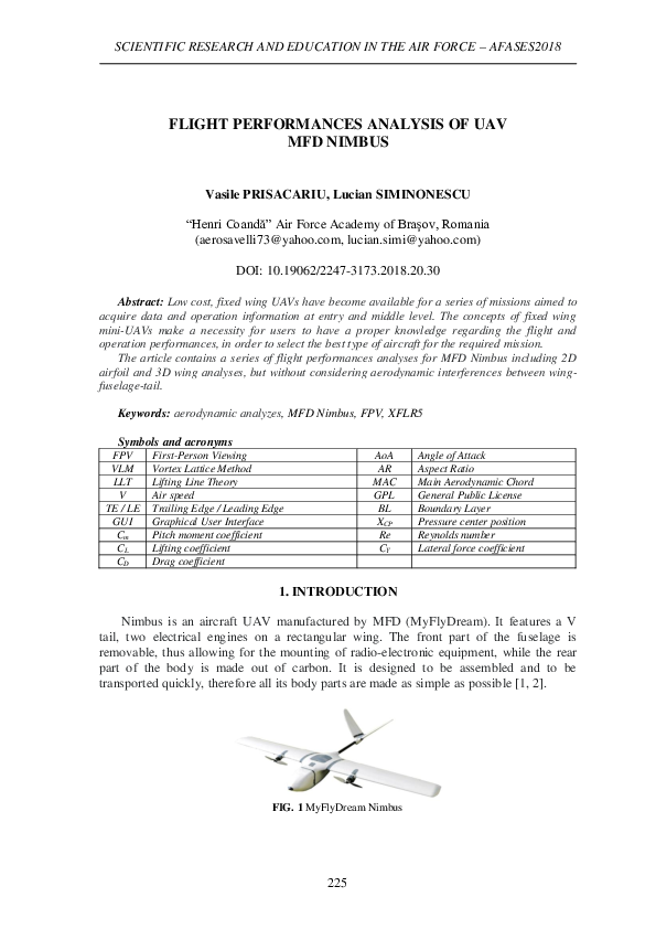 (PDF) Flight Performances Analysis of Uav MFD Nimbus