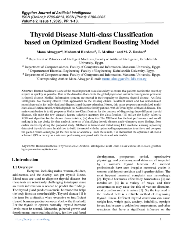 (PDF) Thyroid Disease Multi-class Classification based on Optimized Gradient Boosting Model