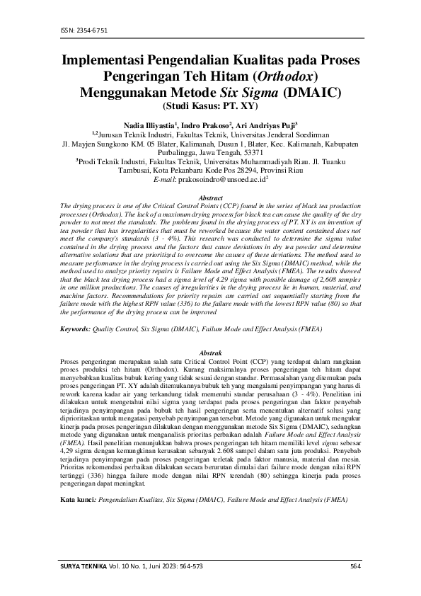 (PDF) Implementasi Pengendalian Kualitas pada Proses Pengeringan Teh ...