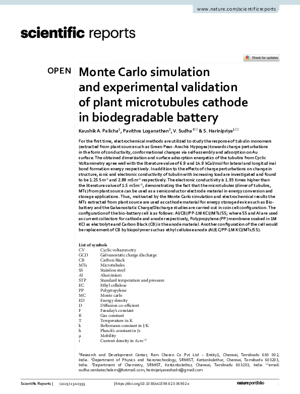 (PDF) Monte Carlo simulation and experimental validation of plant microtubules cathode in ...