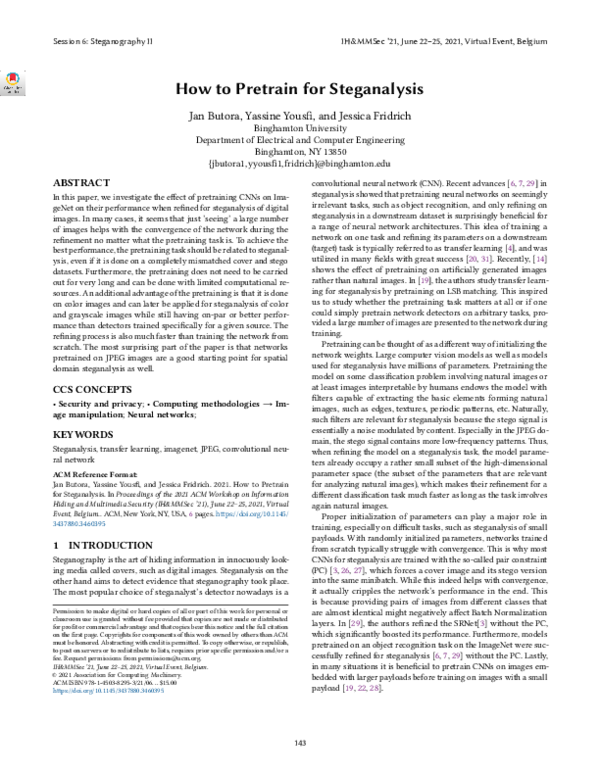 (PDF) How to Pretrain for Steganalysis