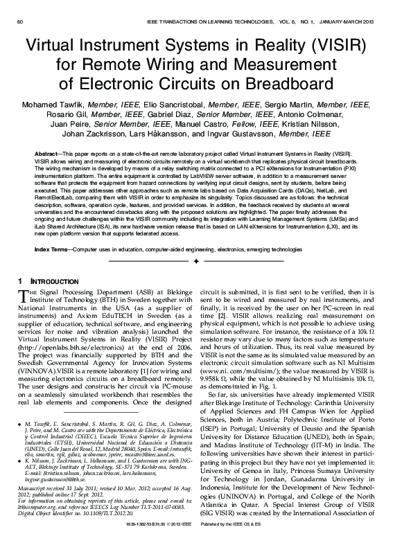 (PDF) Virtual Instrument Systems in Reality (VISIR) for Remote Wiring ...