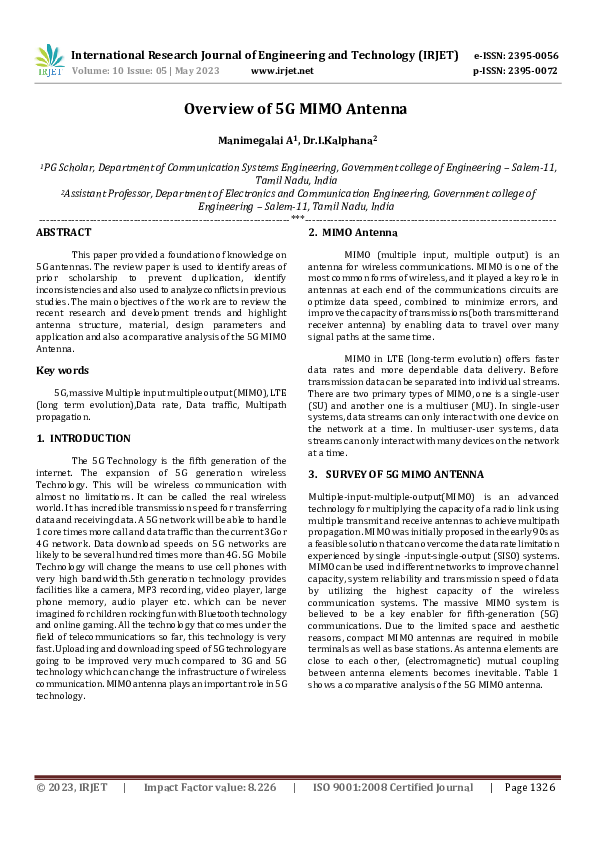 (PDF) Overview of 5G MIMO Antenna