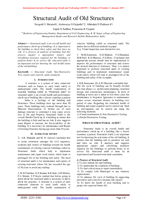 (PDF) Structural Audit of Old Structures