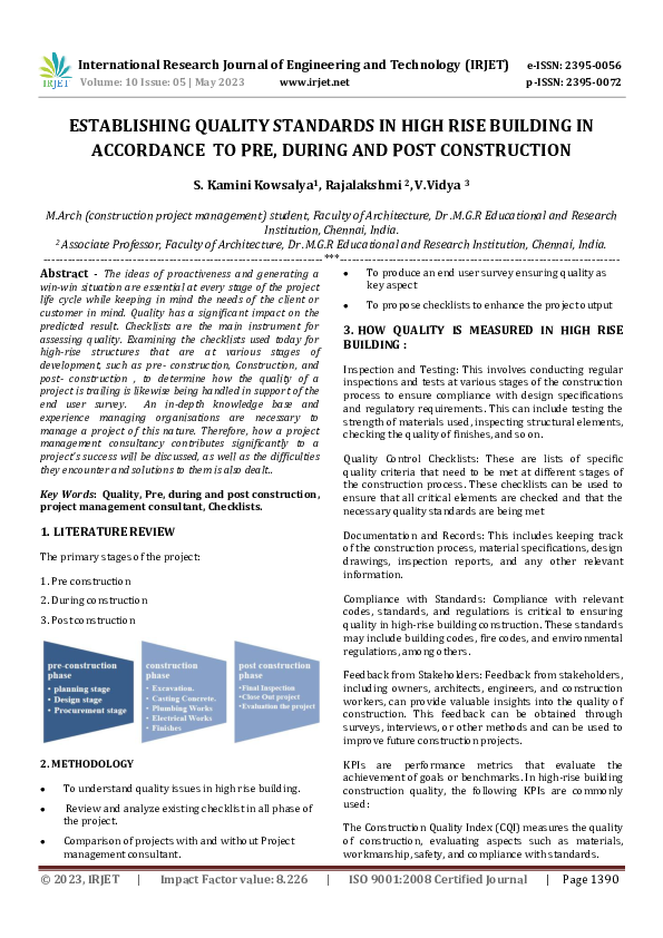 (PDF) ESTABLISHING QUALITY STANDARDS IN HIGH RISE BUILDING IN ...