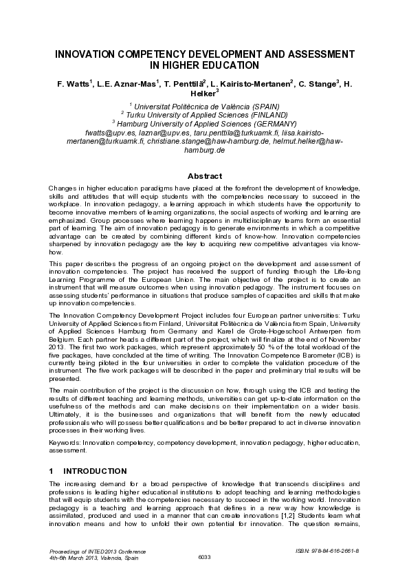 (PDF) Competency Development and Assessment in Higher Education