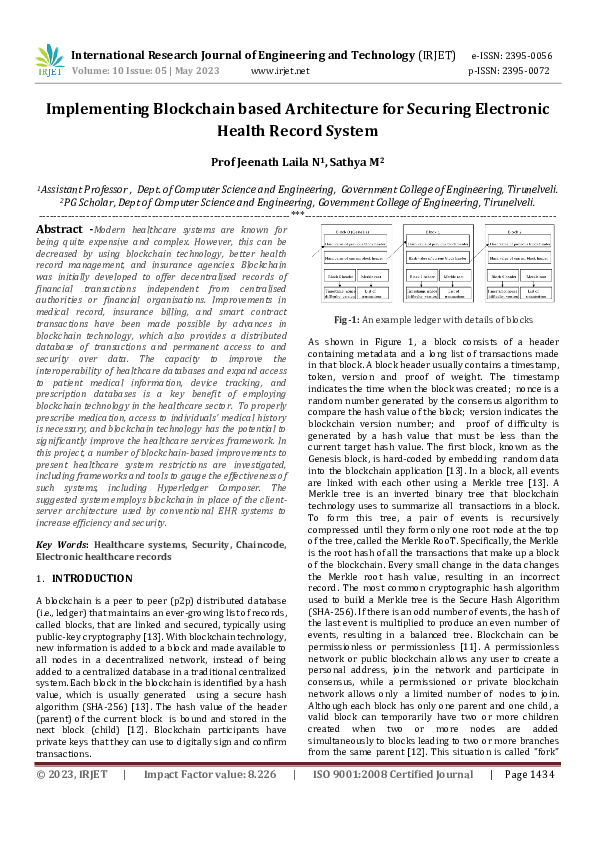 (PDF) Implementing Blockchain based Architecture for Securing Electronic Health Record System