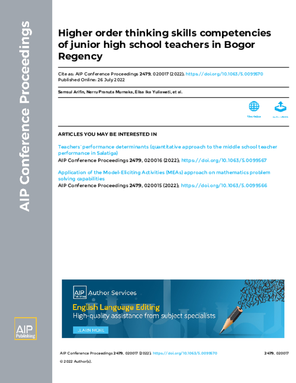 (PDF) Higher order thinking skills competencies of junior high school ...