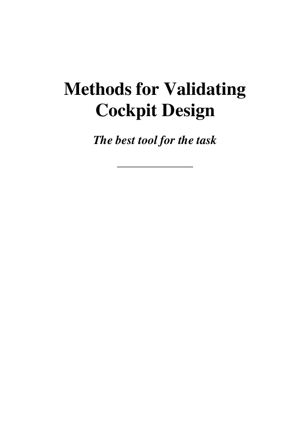 (PDF) Methods for Validatng Cockpit Design The best tool for the task