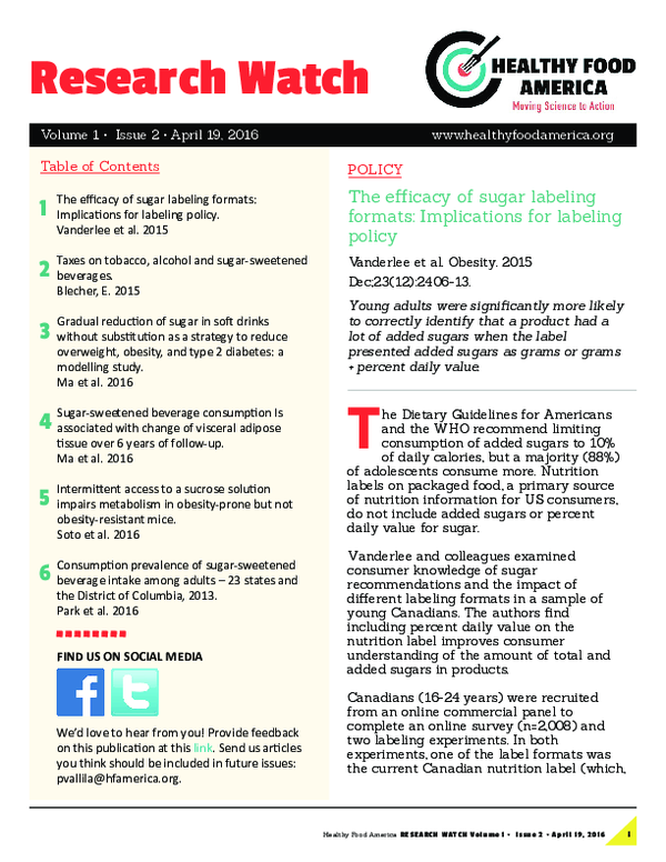 (PDF) The efficacy of sugar labeling formats: Implications for labeling ...