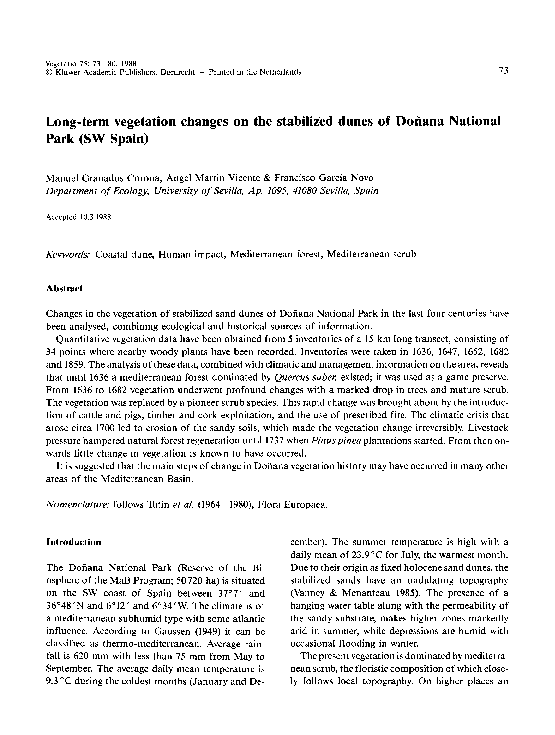 (PDF) Long-term vegetation changes on the stabilized dunes of Do ana ...