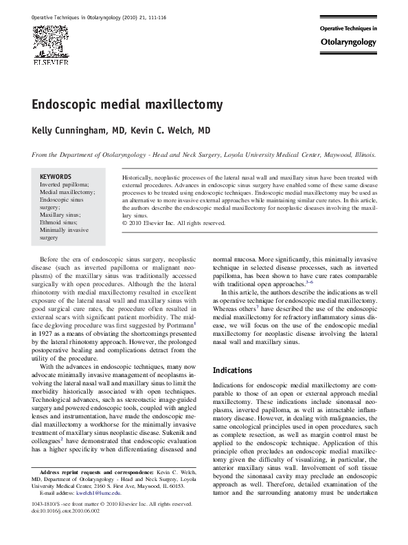 (PDF) Endoscopic medial maxillectomy