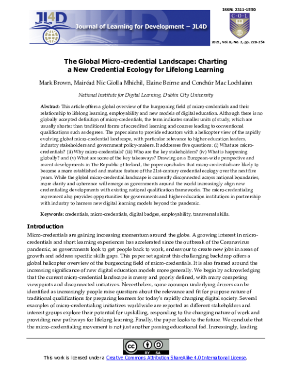 (PDF) The Global Micro-credential Landscape: Charting a New Credential ...