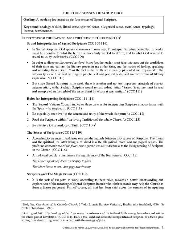(PDF) The Four Senses of Reading Scripture