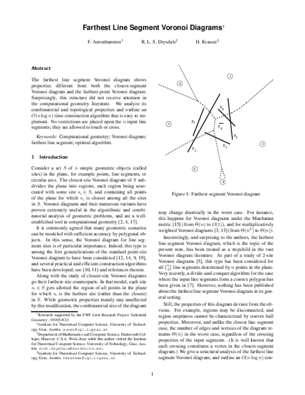 (PDF) Farthest line segment Voronoi diagrams