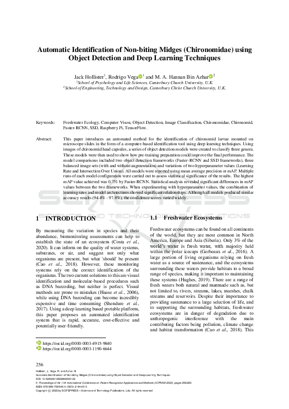 (PDF) Automatic Identification of Non-biting Midges (Chironomidae) using Object Detection and ...