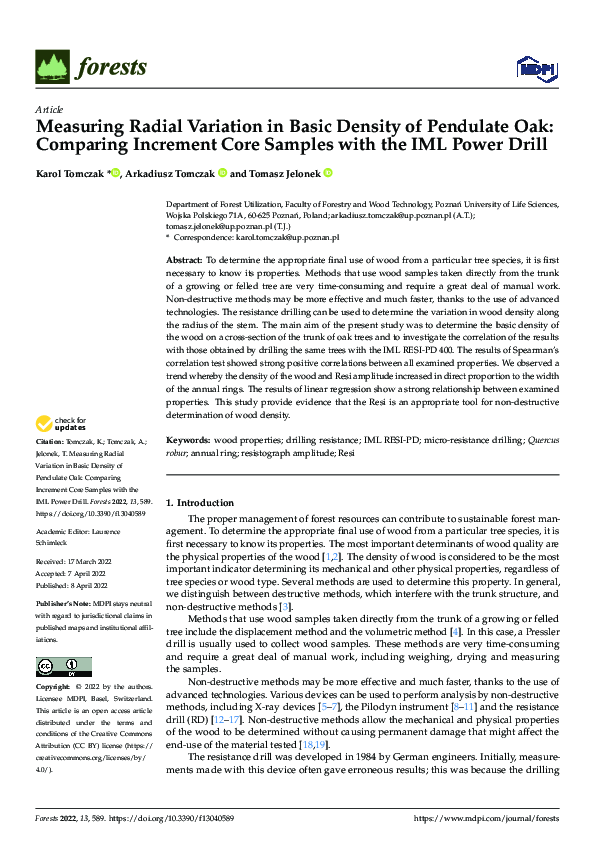(PDF) Measuring Radial Variation in Basic Density of Pendulate Oak ...