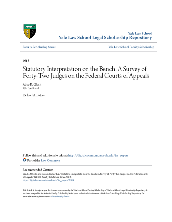 (PDF) Statutory Interpretation on the Bench: A Survey of Forty-Two ...
