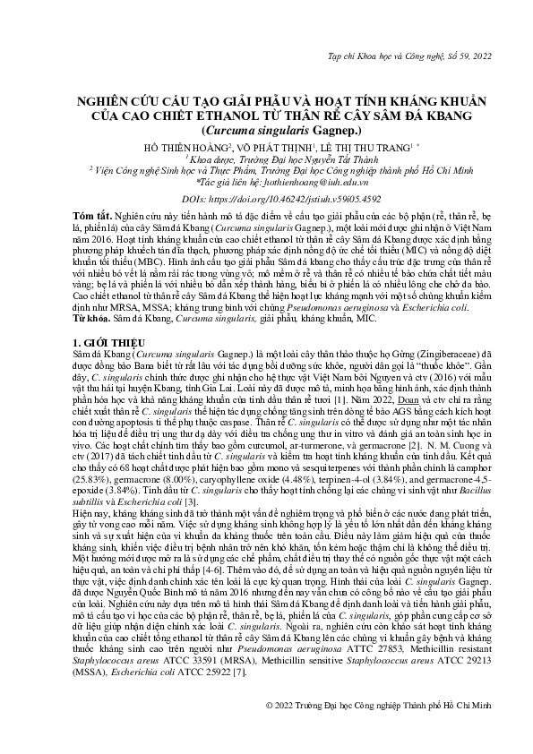 (PDF) NGHIÊN CỨU CẤU TẠO GIẢI PHẪU VÀ HOẠT TÍNH KHÁNG KHUẨN CỦA CAO ...