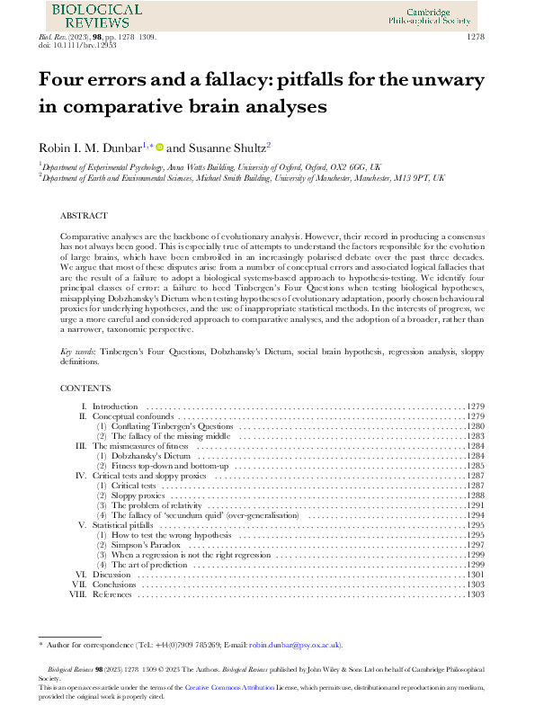 (PDF) Avoiding Pitfalls in Comparative Brain Studies