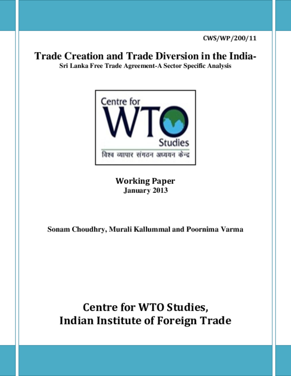 (PDF) Trade Creation and Trade Diversion in the India-Sri Lanka Free ...