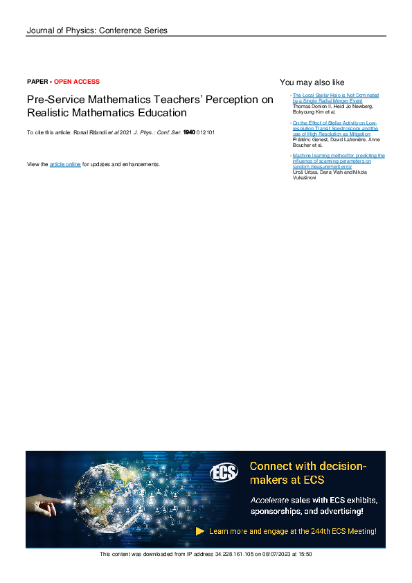 (PDF) Pre-Service Mathematics Teachers’ Perception on Realistic ...