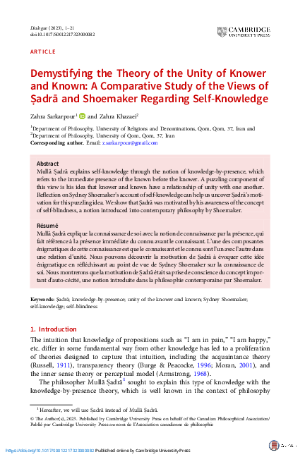 (PDF) Demystifying the Theory of the Unity of Knower and Known: A ...