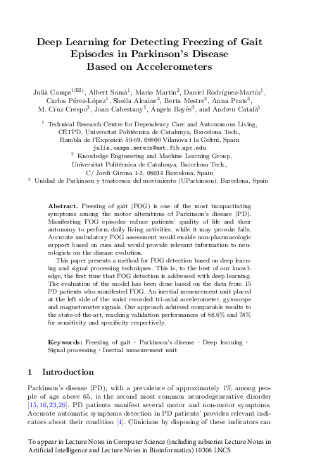Pdf Deep Learning For Detecting Freezing Of Gait Episodes In Parkinsons Disease Based On