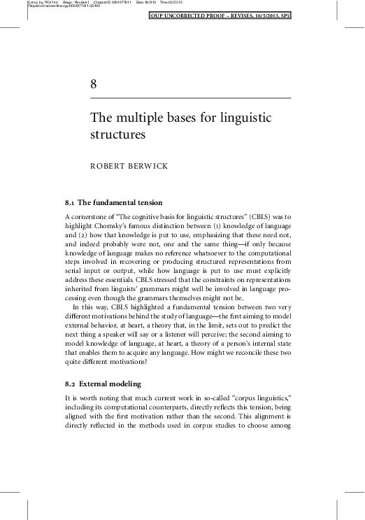 (PDF) The multiple bases for linguistic structures