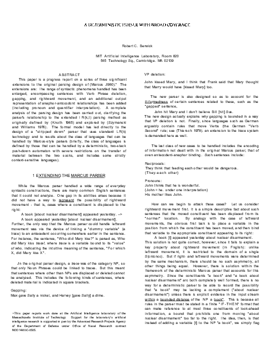 (PDF) A Deterministic Parser With Broad Coverage | Robert Berwick - Academia.edu