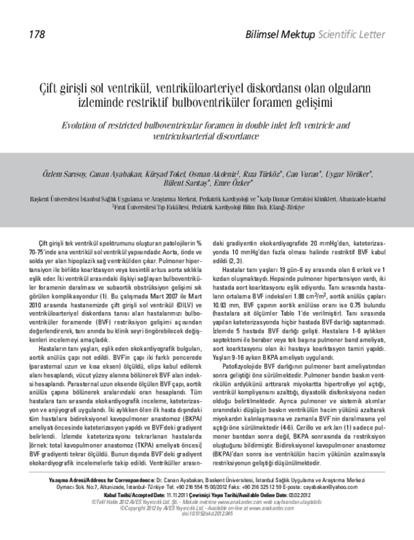 (PDF) Evolution of restricted bulboventricular foramen in double inlet ...