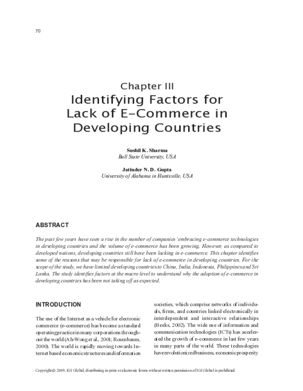(PDF) Identifying Factors for Lack of E-Commerce in Developing Countries