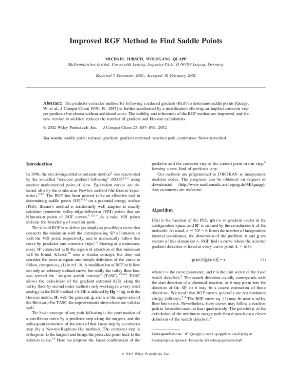 (PDF) Improved RGF method to find saddle points