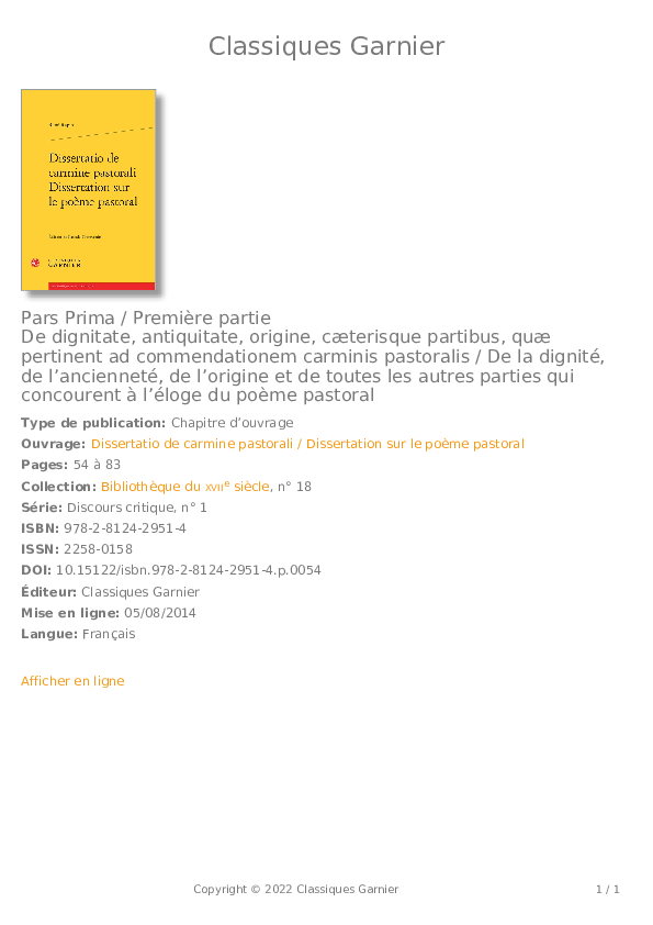 (PDF) Pars Prima / Première partie