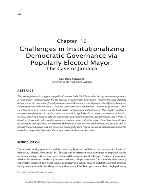 (PDF) Challenges in Institutionalizing Democratic Governance via ...
