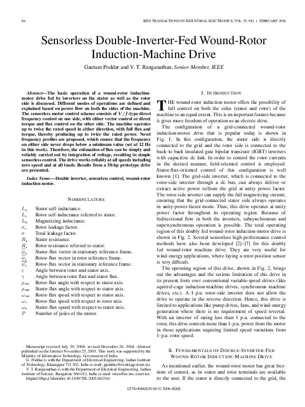 (PDF) Sensorless double-inverter-fed wound-rotor induction-Machine drive