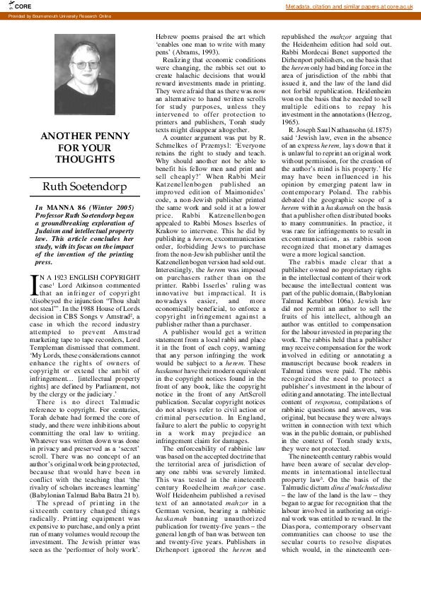 (PDF) Another penny for your thoughts