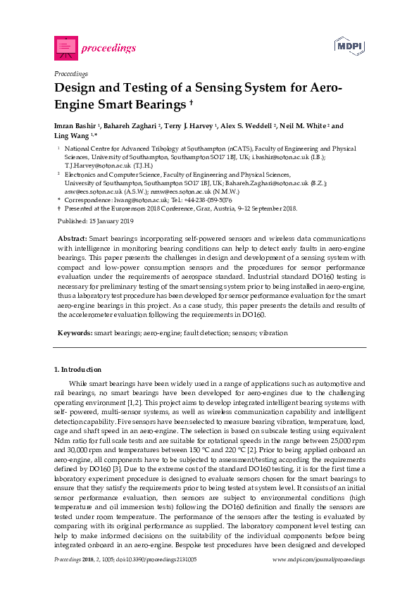 (PDF) Design and Testing of a Sensing System for Aero-Engine Smart Bearings