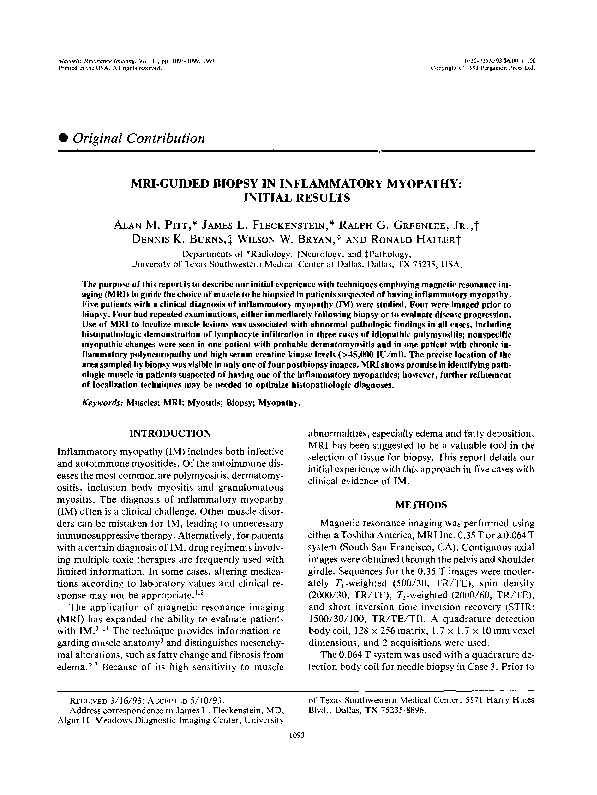 (PDF) MRI-guided biopsy in inflammatory myopathy: Initial results ...